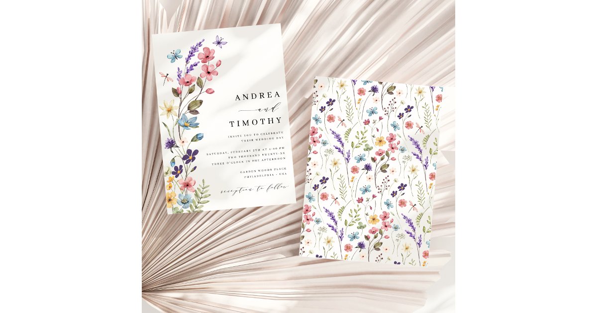 Modern Elegant Wildflower Spring Summer Wedding Invitation | Zazzle