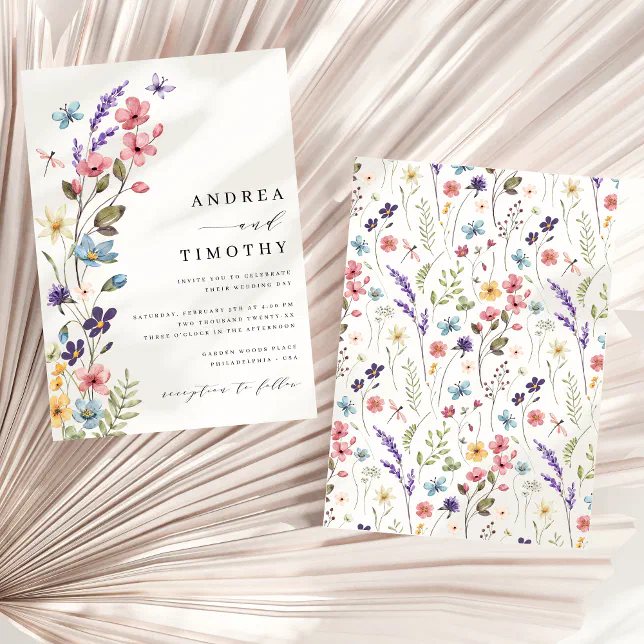 Modern Elegant Wildflower Spring Summer Wedding Invitation | Zazzle