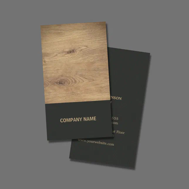 Modern Elegant Wooden Black Interior Designer Business Card | Zazzle