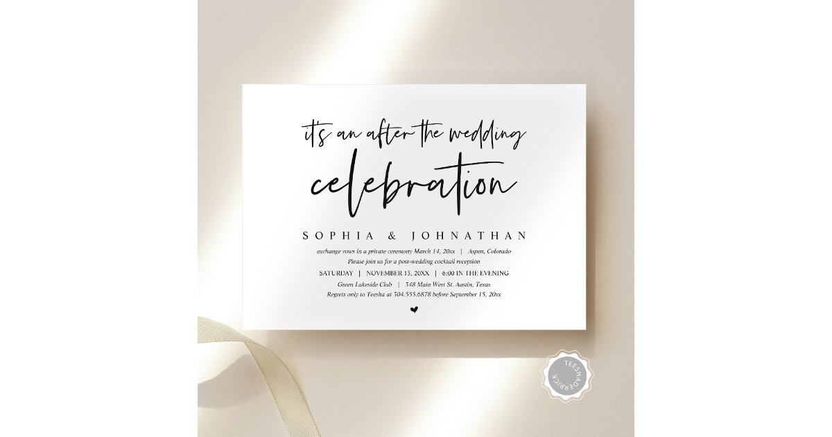 Modern Elopement, After the wedding celebration Invitation | Zazzle