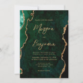 Modern Emerald Green Agate Script QR Code Wedding Invitation | Zazzle