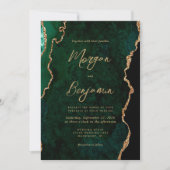 Modern Emerald Green Agate Script Wedding Invitation | Zazzle