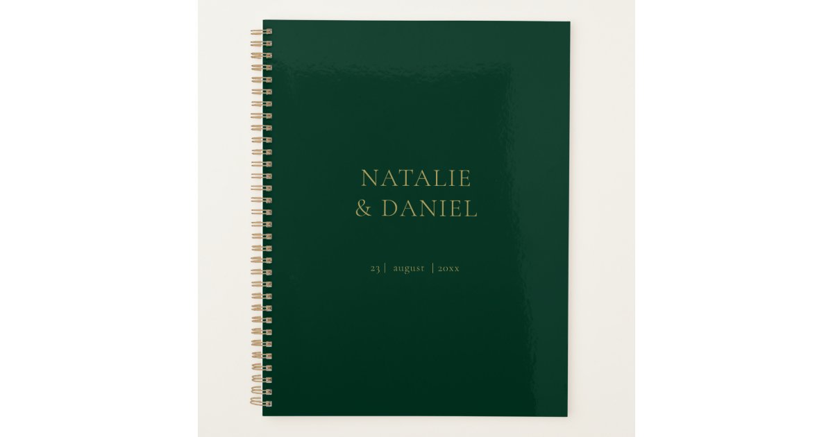 Modern Emerald Green and Gold Chic Wedding Planner | Zazzle