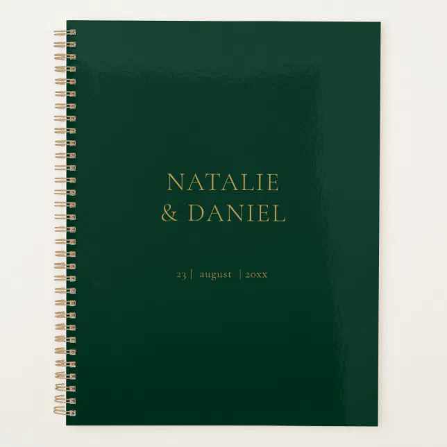 Modern Emerald Green and Gold Chic Wedding Planner | Zazzle