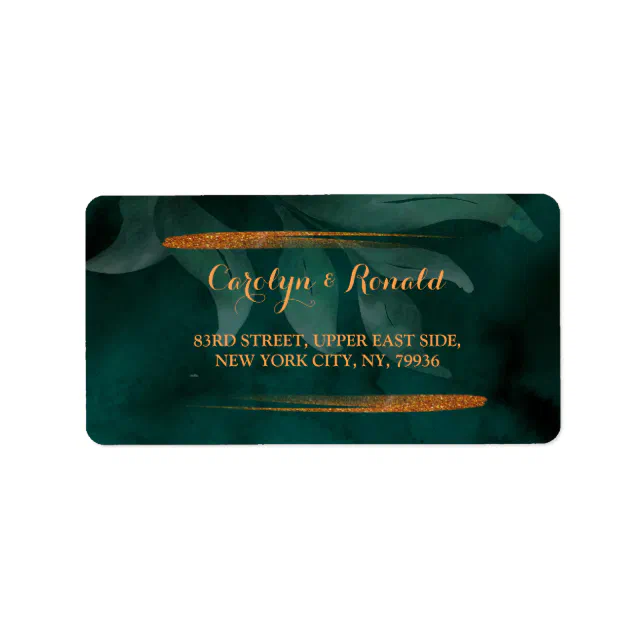modern emerald green and leaves label | Zazzle