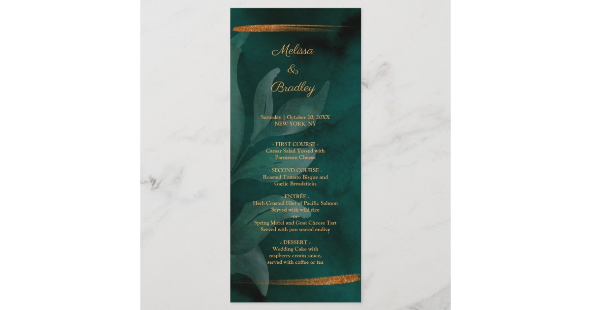 modern emerald green and leaves program | Zazzle