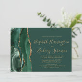 Modern Emerald Green Gold Agate Wedding Invitation | Zazzle