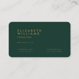 Modern Emerald Green Minimalist Professional Business Card | Zazzle