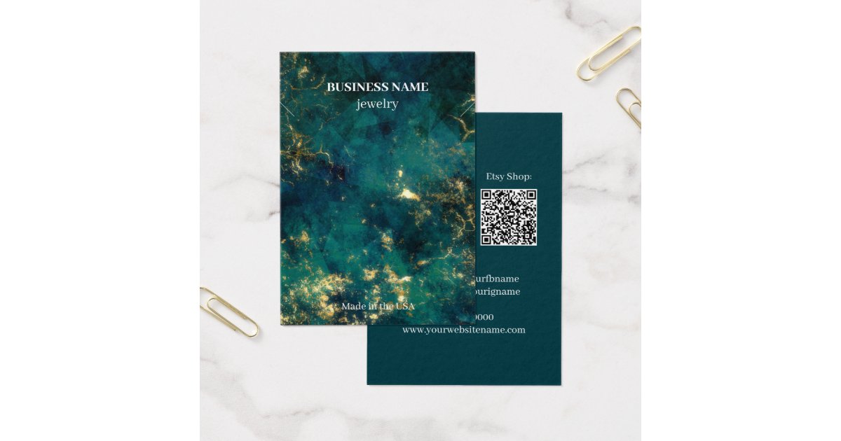 Modern Emerald QR Code Jewelry Business Necklace | Zazzle