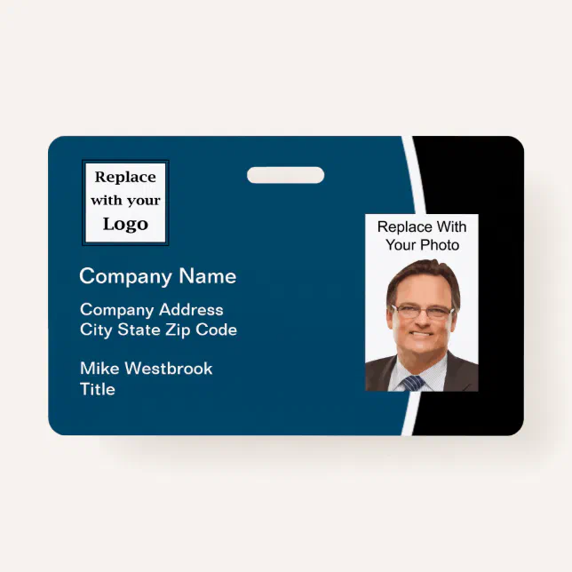 Modern Employe Company Logo ID Badge | Zazzle