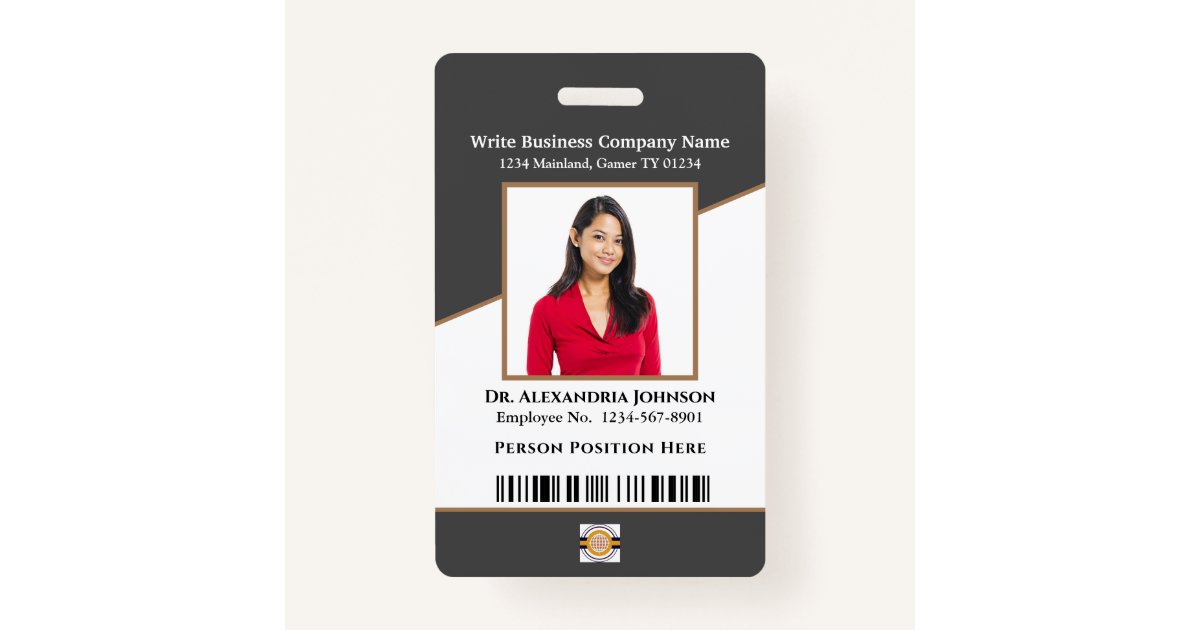 Modern Employee Bar Code Logo ID Custom Card Badge | Zazzle