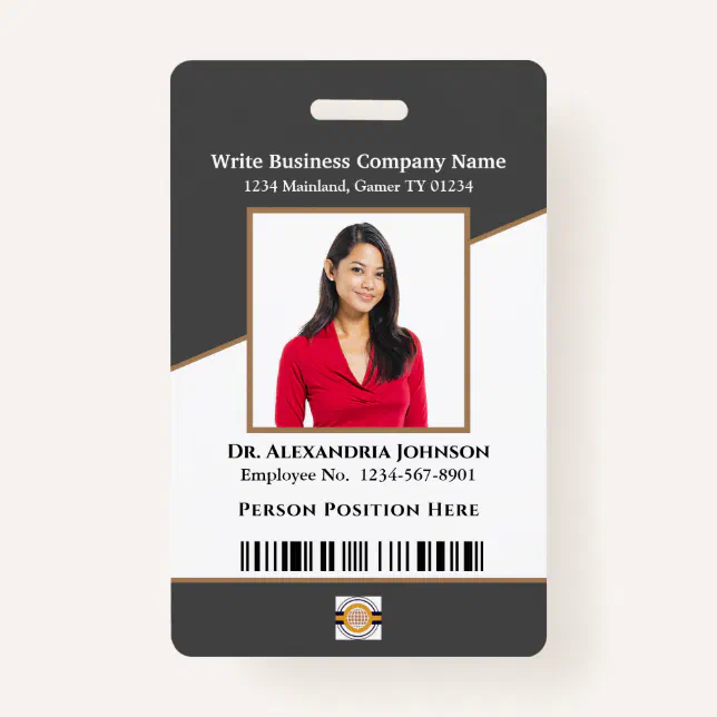 Modern Employee Bar Code Logo ID Custom Card Badge | Zazzle