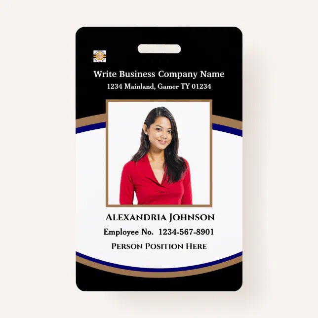 Modern Employee Bar Code Logo ID Custom Card Badge | Zazzle