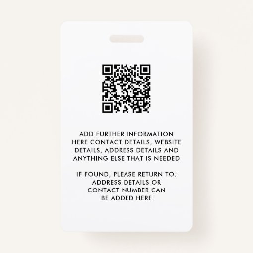 Modern Employee ID Photo Logo QR Code Badge | Zazzle