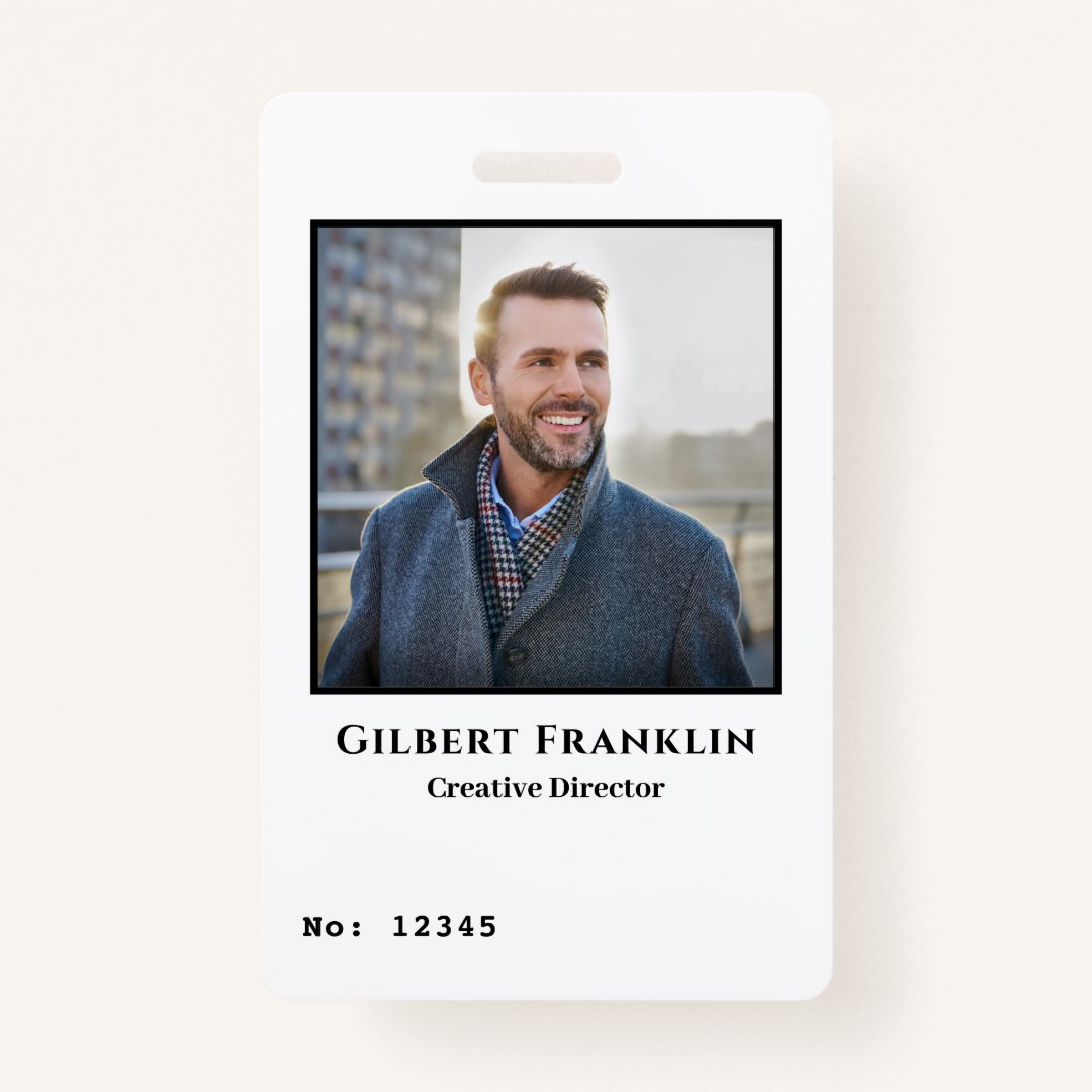 Modern Employee Photo ID Cards Custom Badge | Zazzle