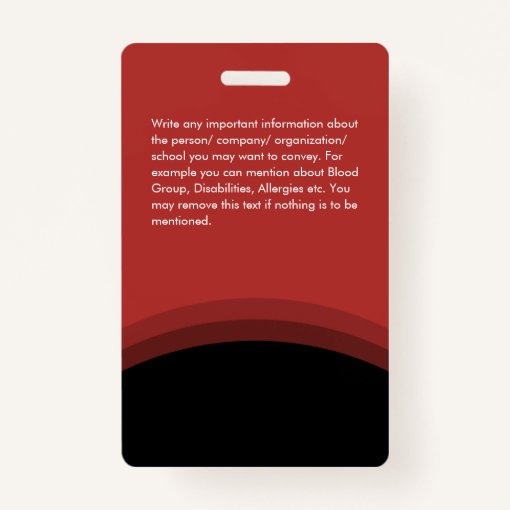 Modern Employee Photo ID Company Logo Black Red Badge | Zazzle