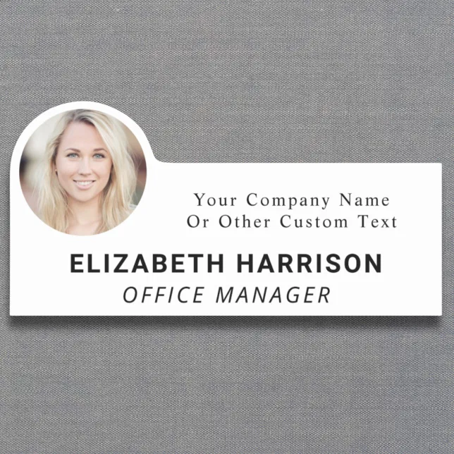 Modern Employee Photo Name Tag | Zazzle