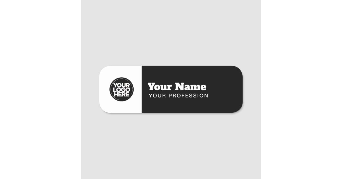 Modern Employee Pin Name Tag or Magnetic with Logo | Zazzle