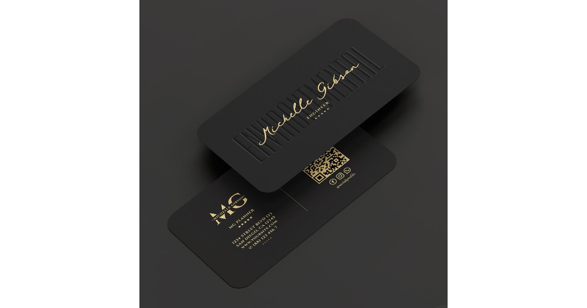 Modern Environmental Engineer Monogram Black Business Card | Zazzle