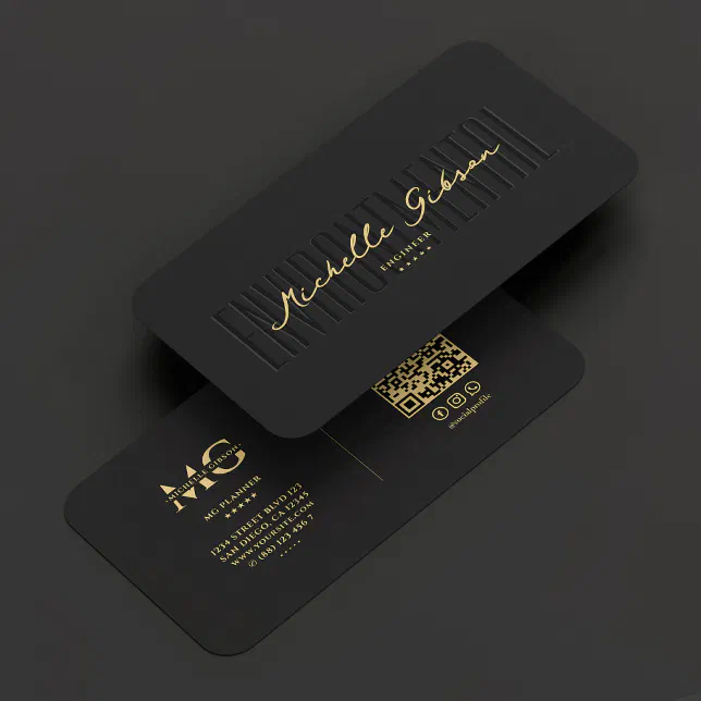 Modern Environmental Engineer Monogram Black Business Card | Zazzle