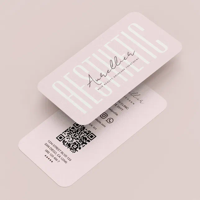 Modern Esthetician Pearl Pink Aesthetic Business Card | Zazzle