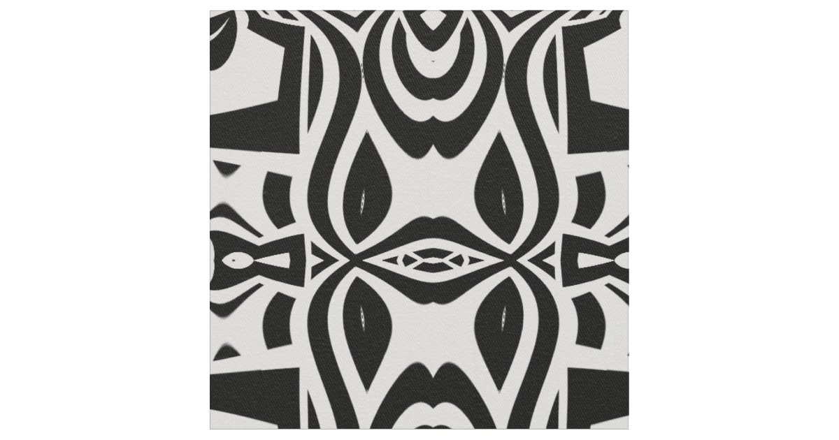 Modern Ethnic Black and White Geometric Pattern Fabric | Zazzle