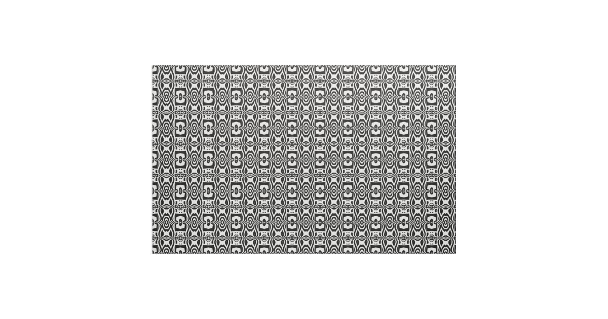 Modern Ethnic Black and White Geometric Pattern Fabric | Zazzle