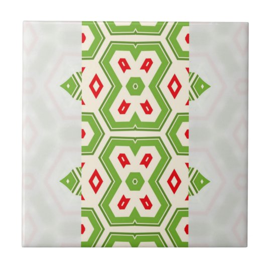 Modern Ethnic Green White Red Geometric Pattern Ceramic Tile | Zazzle.com