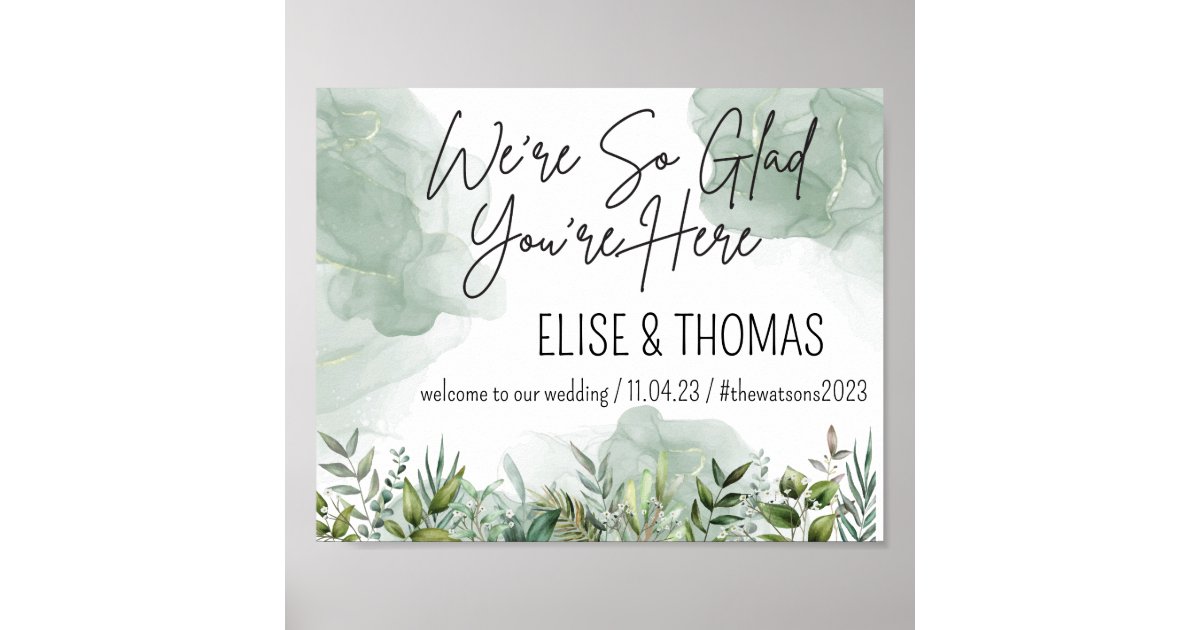 Modern Eucalyptus Green Foliage Wedding Welcome Poster | Zazzle