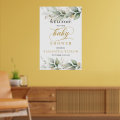 Modern Eucalyptus leaves gold boho welcome sign | Zazzle