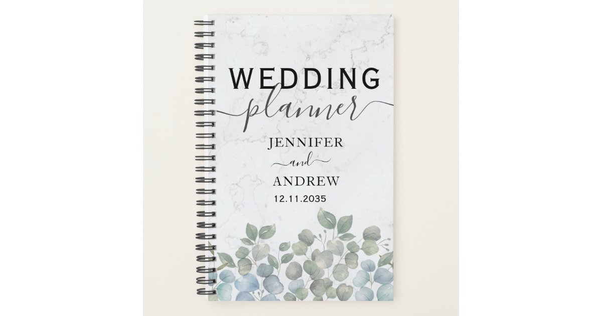 Modern Eucalyptus Sage Green Wedding Planner | Zazzle