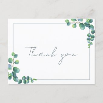Modern Eucalyptus Thank You Baby Shower Postcard | Zazzle