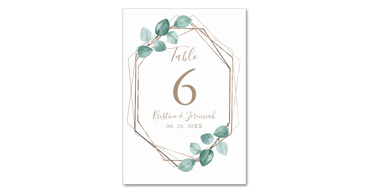 Modern Eucalyptus Watercolor Coffee Script Wedding Table Number | Zazzle