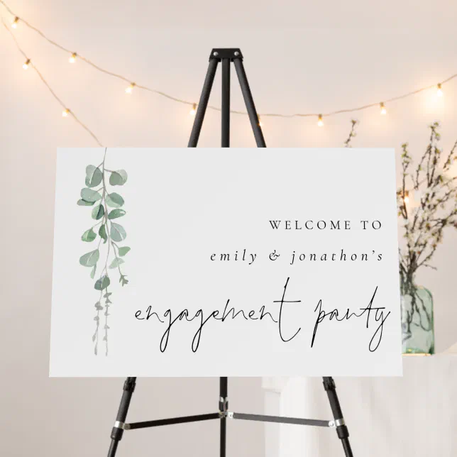 Modern Eucalyptus Welcome Engagement Party Foam Board | Zazzle