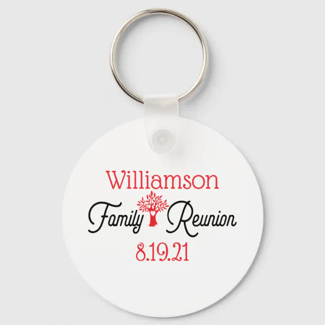 Modern Event Family Tree Reunion Keychain | Zazzle