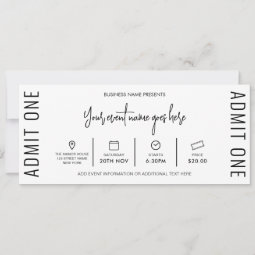 Modern Event Ticket Business Logo Gala Entry Pass Invitation | Zazzle