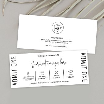 Modern Event Ticket Business Logo Gala Entry Pass Invitation | Zazzle