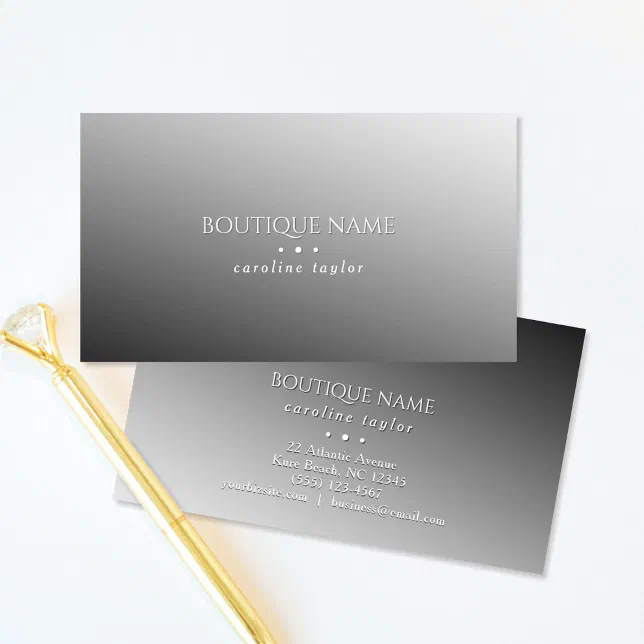 Modern Fade Ombre Black Embossed Business Card | Zazzle