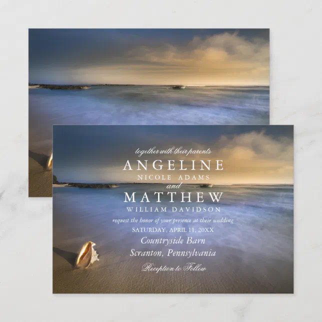 Modern Fade Tropical Beach Sea Wedding Card | Zazzle