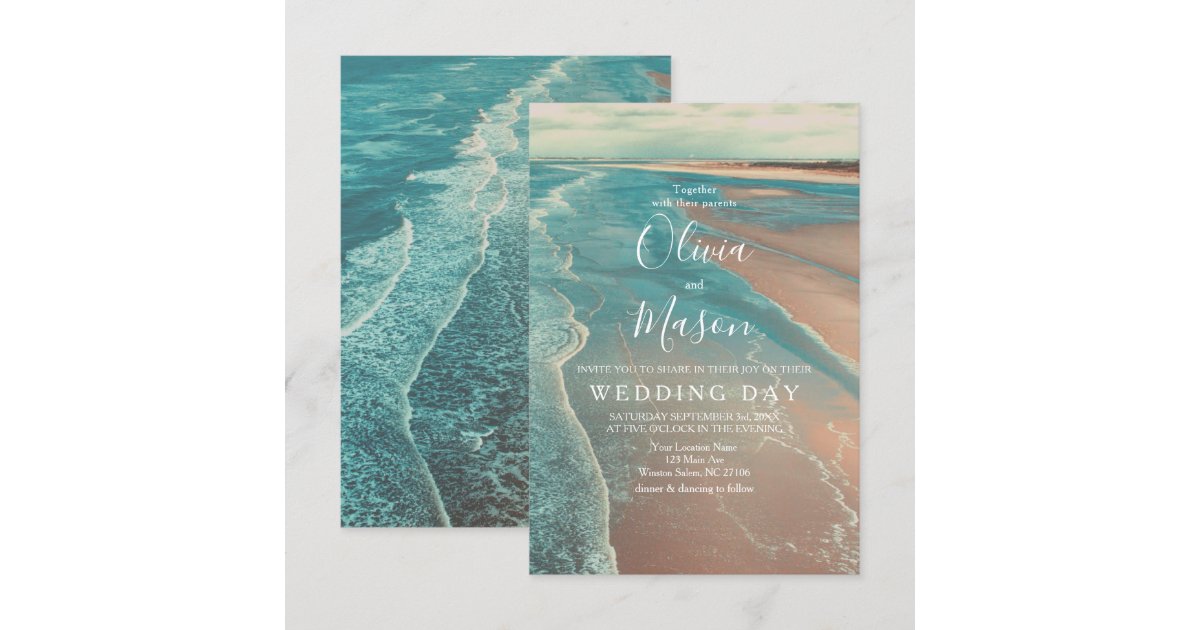 Modern Fade Tropical Beach Sea Wedding Card | Zazzle