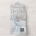 Modern Faded Photo & Script QR Code Photo Wedding All In One Invitation ...