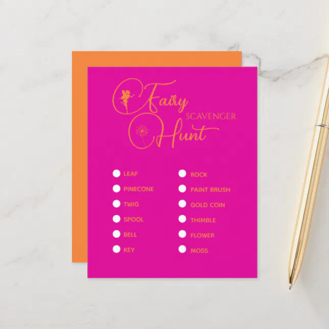 Modern Fairy Birthday Scavenger Hunt Party Game | Zazzle