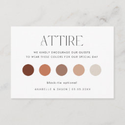 Modern Fall Color Palette Wedding Guest Attire Enclosure Card | Zazzle