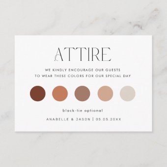 Modern Fall Color Palette Wedding Guest Attire Enclosure Card | Zazzle