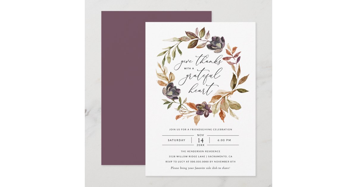 Modern Fall Give Thanks Friendsgiving Thanksgiving Invitation | Zazzle