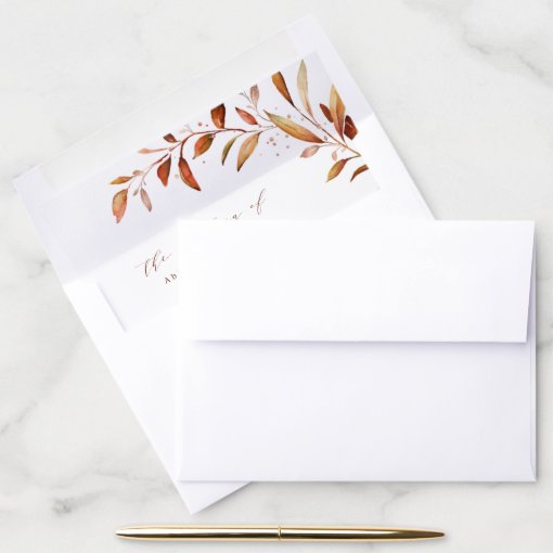Modern Fall Greenery Rustic Wedding Envelope Liner | Zazzle