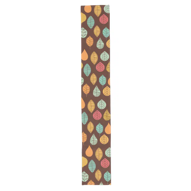 Modern Fall Leaf Pattern Long Table Runner | Zazzle