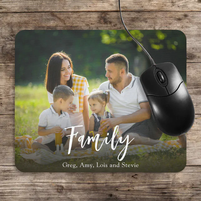Modern Family Calligraphy Script Personalized Mouse Pad | Zazzle