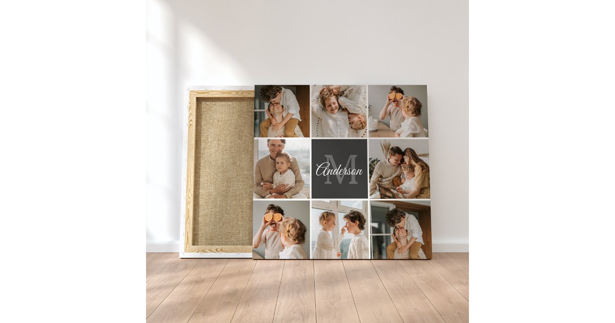 Modern Family Collage Photo & Personalized Gift Canvas Print | Zazzle