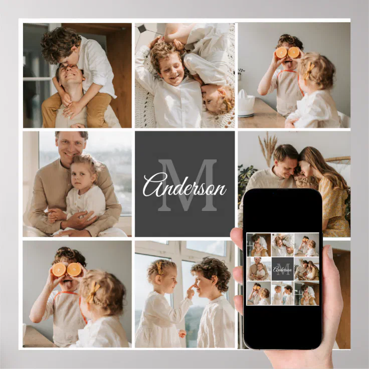 Modern Family Collage Photo & Personalized Gift Poster | Zazzle